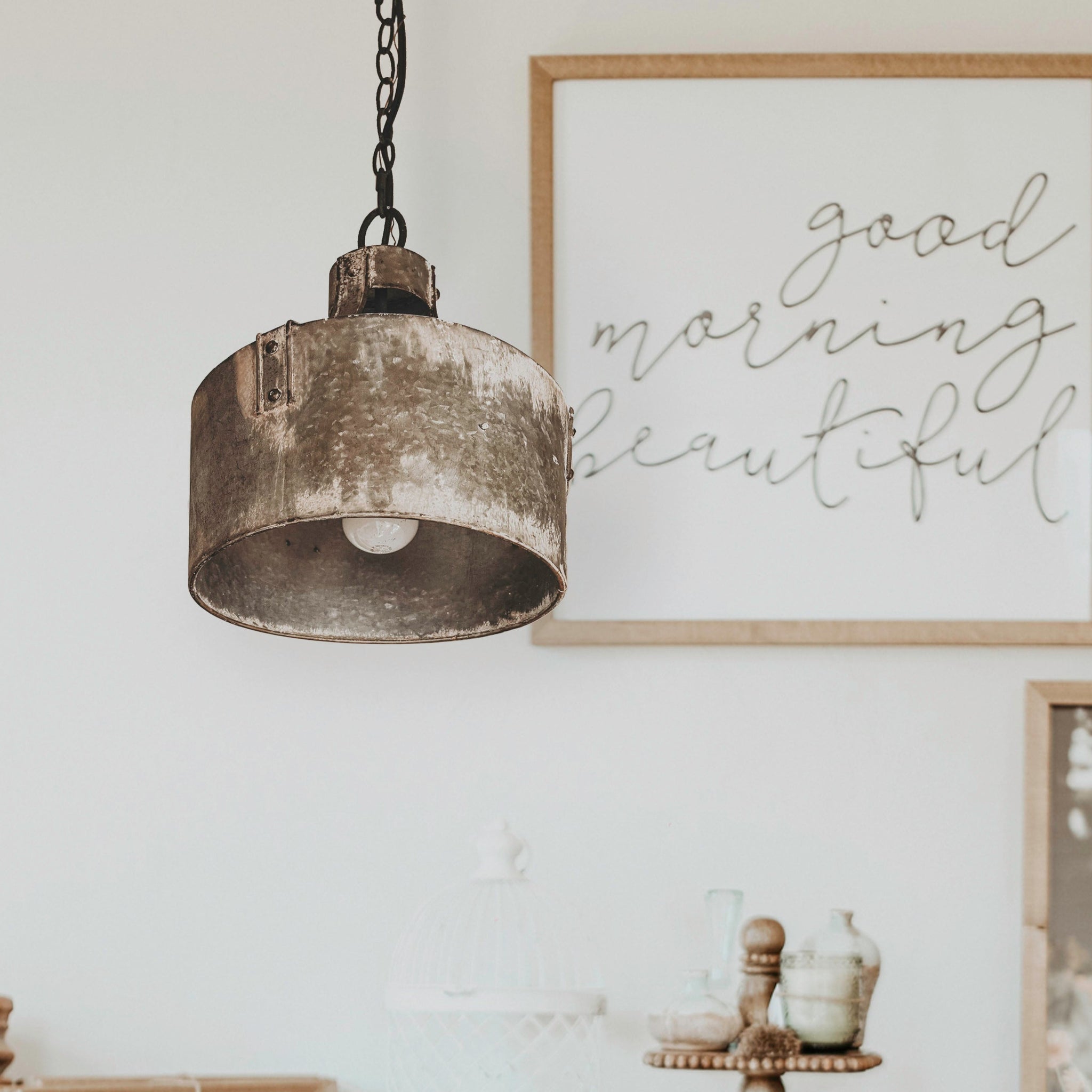 Galvanized Pendant Light – 80 Acre Market